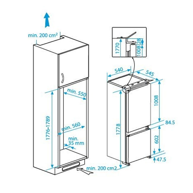 Combina frigorifica incorporabila Beko BCHA275K2S